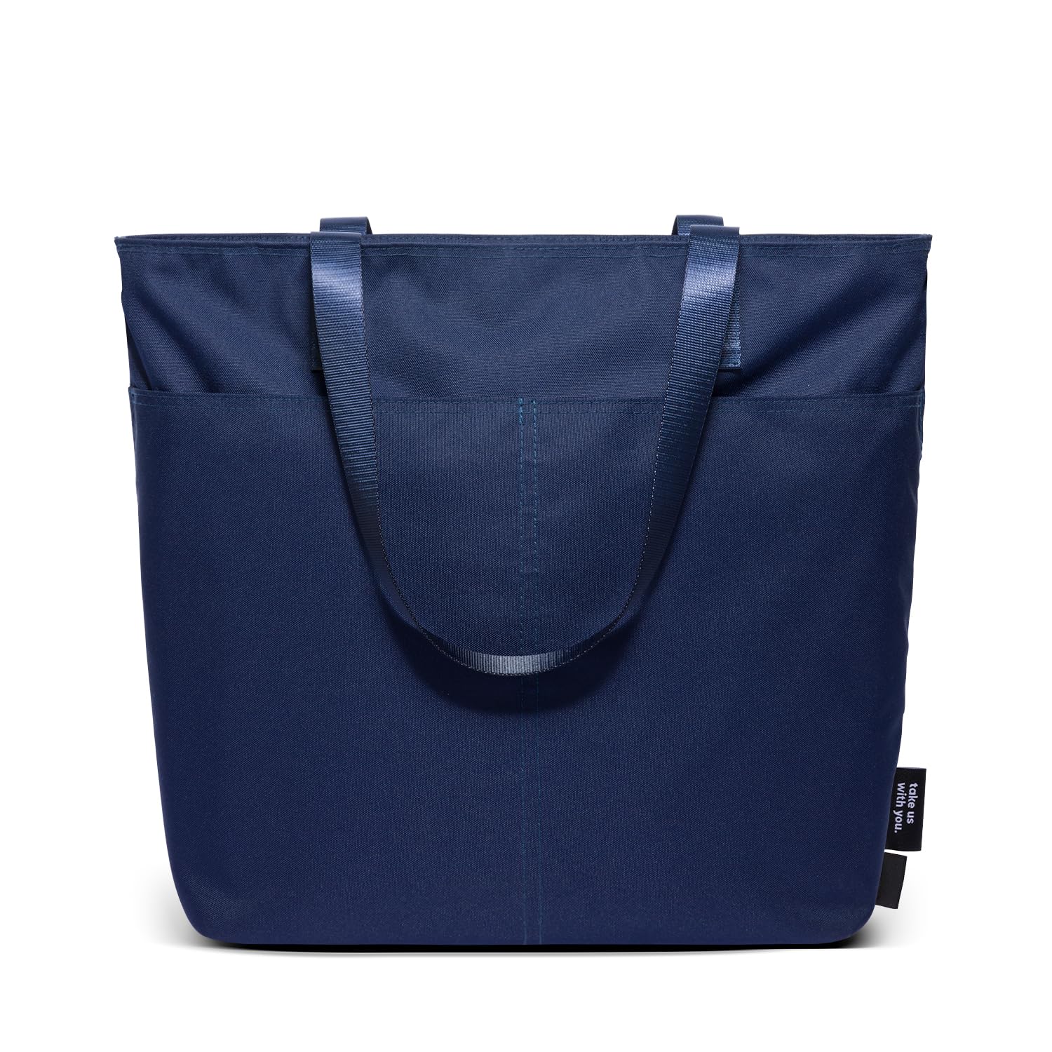 Simple Modern Tote Bag for Women | Medium Water-Resistant Laptop Purse with Compartments and Zipper Top | Shoulder Bag with Pockets for Work, Travel & School | Navy