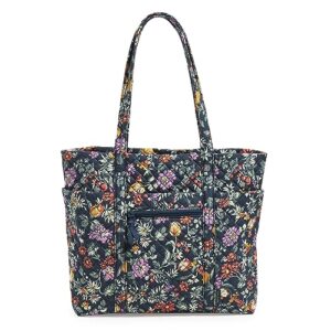 vera bradley women's cotton deluxe vera tote bag, fresh-cut floral green, one size