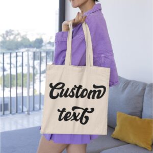 Personalized Your Text Here Tote Bag – Customized Bridesmaid Shoulder Bag – Custom Beach Canvas Shoulder Bag – Customize Grocery Bag