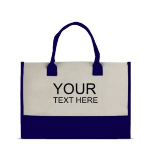 vanessa rosella personalized 100% cotton canvas chic tote bag (navy - customize)