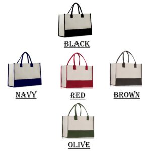 VANESSA ROSELLA Personalized 100% Cotton Canvas Chic Tote Bag (Navy - Customize)