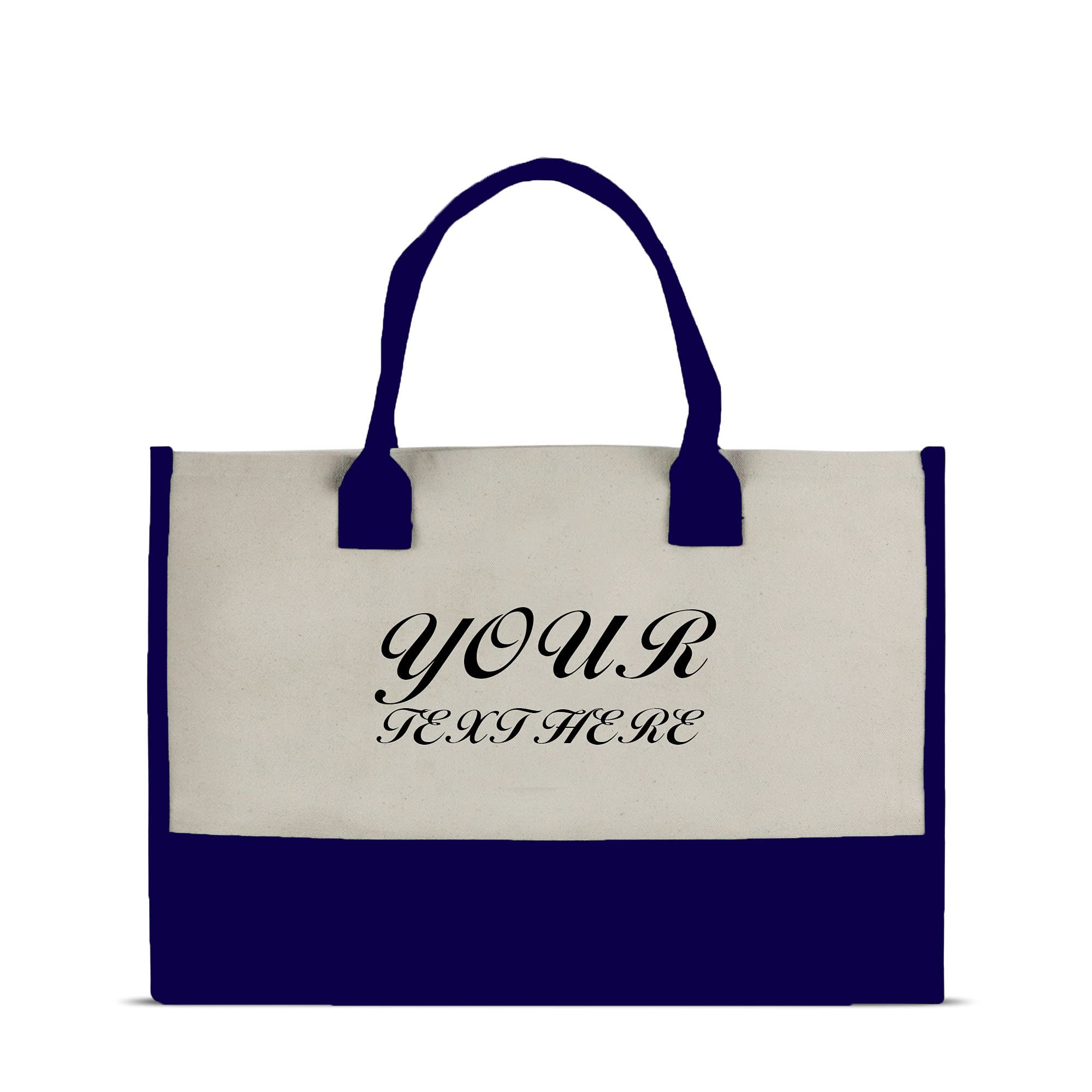 VANESSA ROSELLA Personalized 100% Cotton Canvas Chic Tote Bag (Navy - Customize)