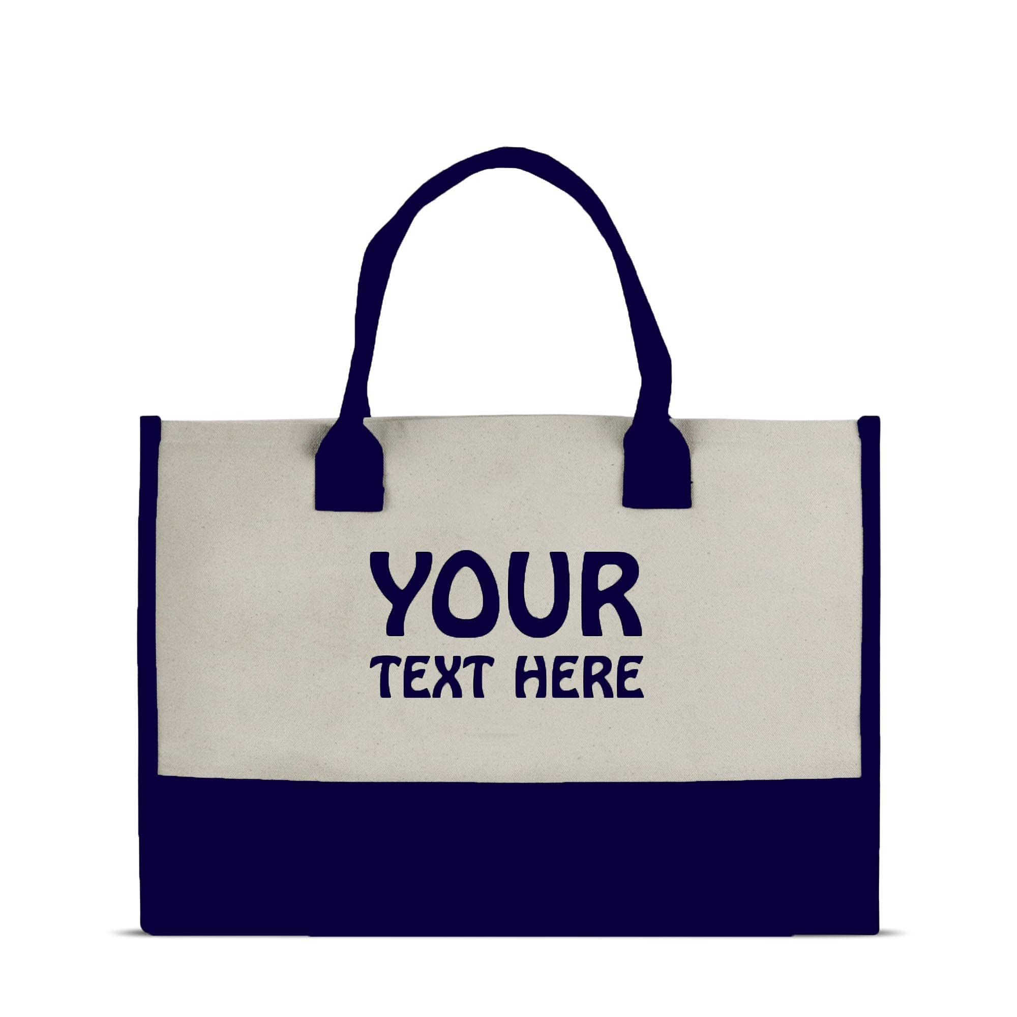 VANESSA ROSELLA Personalized 100% Cotton Canvas Chic Tote Bag (Navy - Customize)