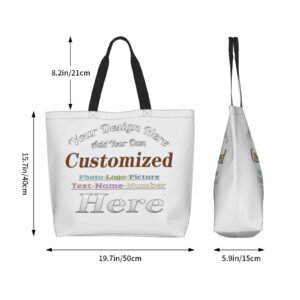 Personalized Beach Bags Custom Totes Bag For Women Custom Bags With Your Logo Text Name Image Photo Customizable Tote Bags For Shopping Travel Beach Work