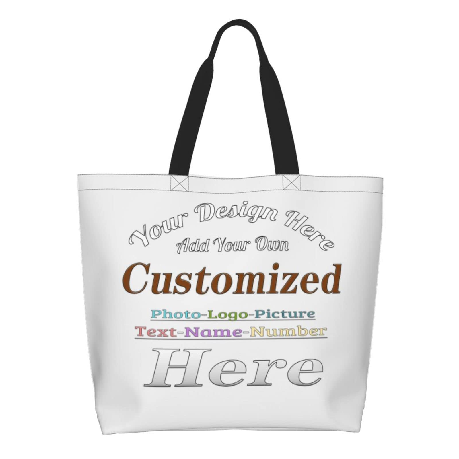 Personalized Beach Bags Custom Totes Bag For Women Custom Bags With Your Logo Text Name Image Photo Customizable Tote Bags For Shopping Travel Beach Work