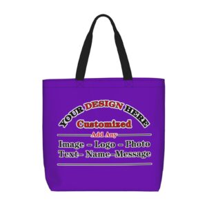 custom personalized tote bag custom bags women shoulder handbag dark purple customize totes with your team logo text image customized gifts