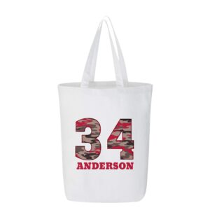 let's make memories personalized their own name tote bag - red camo - unique sports bag - customized tote bags for park, pool & beach - 4 designs