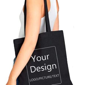 KEEVICI Double-sided Printing To Customize Your Own Personalized Canvas Tote Bag (1,Black)