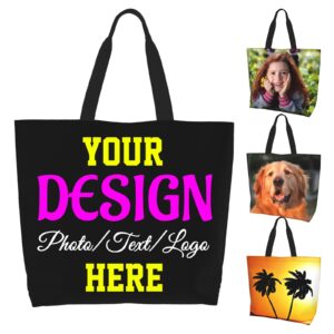 riawarme personalized tote bag for women, custom tote bags with logo/photo/text, custom bag large capacity shoulder bag casual handbag for shopping travel work