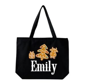 customized christmas tote bag, custom name christmas tote bag, cute christmas tote, christmas family bags, women customized bag