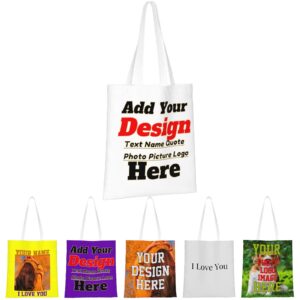 customize tote bag custom canvas tote shopping bag your own logo picture text name personalized gifts for business travel birthday wedding holiday