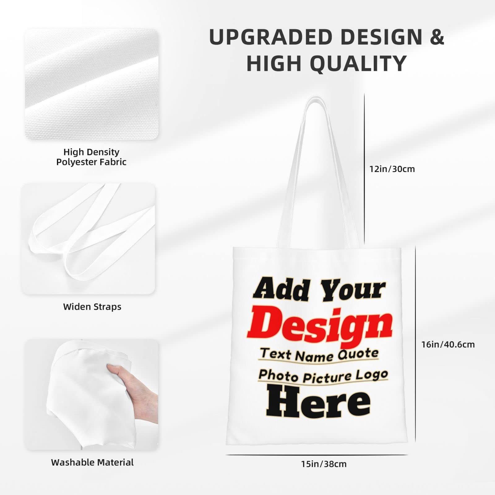 Customize Tote Bag Custom Canvas Tote Shopping Bag Your Own Logo Picture Text Name Personalized Gifts For Business Travel Birthday Wedding Holiday