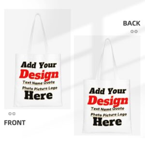 Customize Tote Bag Custom Canvas Tote Shopping Bag Your Own Logo Picture Text Name Personalized Gifts For Business Travel Birthday Wedding Holiday