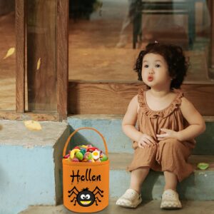 Personalized Halloween Basket Custom Trick or Treat Bucket Customized Name Pumpkin Tote Canvas Baskets Gifts for Boy Girl