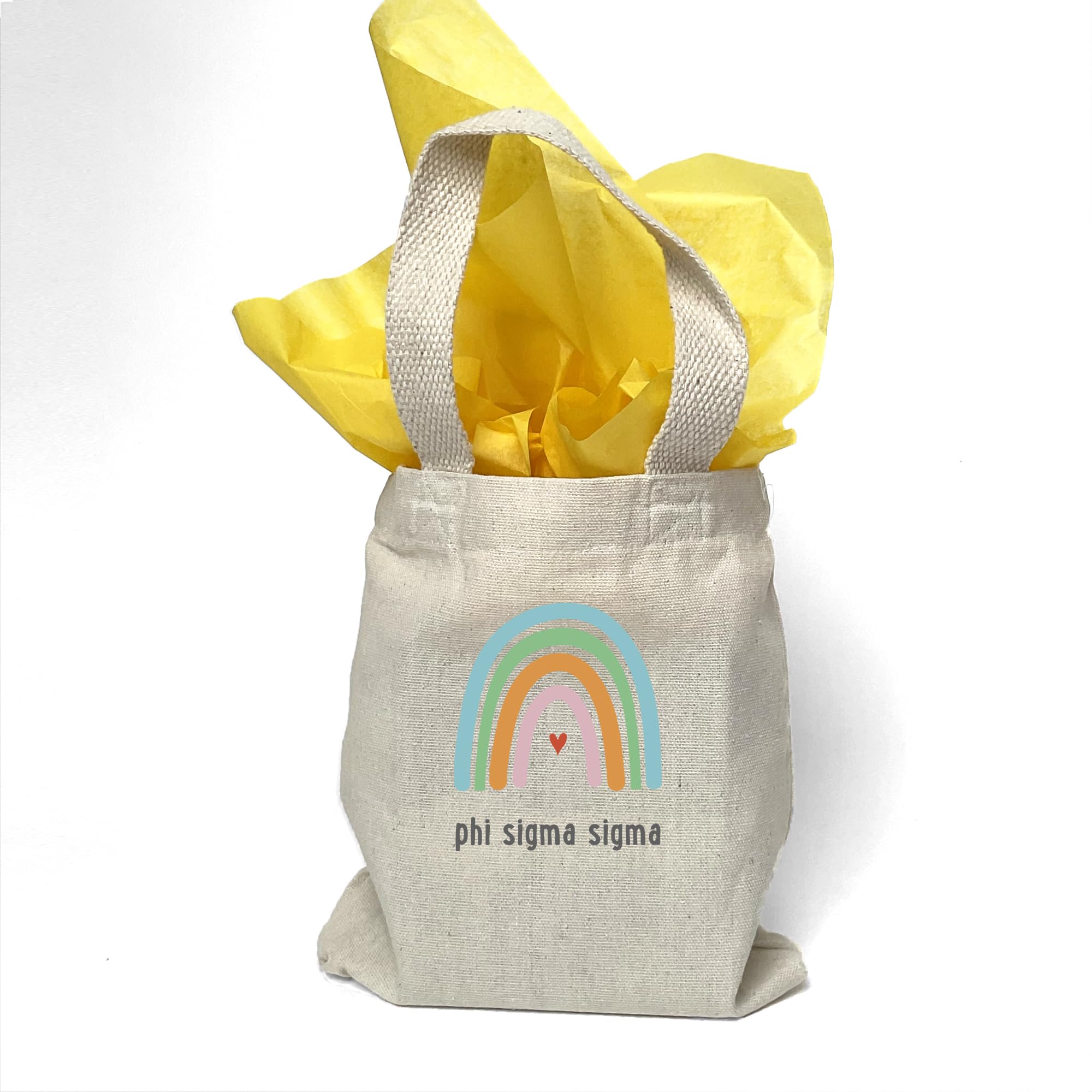 sockprints Phi Sigma Sigma Rainbow Mini Tote Bag - Gift Tote Bags for Sorority - Mini Goodie Bag - Sorority Gift Bag