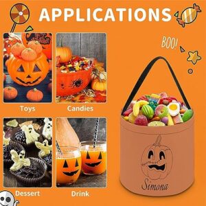 Personalized Halloween Tote Bags w/Name or Text 7.9 * 8.3 inch Customized Pumpkin Witch Totes Bag for Trick Treat Goodie gift Custom Party Favors Canvas Goodie Bag Reusable Grocery Gifts (orange)