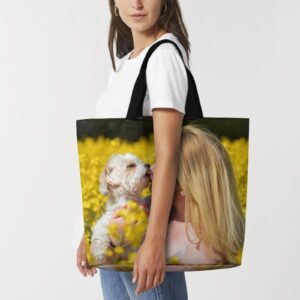 Customized Your Pictures & Text On Your Tote Bag Personalized Photo Logo Reusable Grocery Shopping Bag Large Capacity Shoulder Bag Create Your Own Bridesmaid Beach Bag Custom Wedding Birthday Gifts