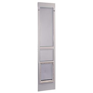 ideal pet products modular aluminum pet patio door with single pane glass and clear flexible flap. fits up to 1” aluminum patio track width only, extra large, white