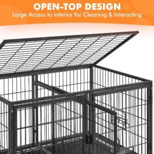 Yaheetech Stackable Dog Crate with Divider 43'' Rolling Heavy Duty Dog Cage with Open Top/ 2 Removable Trays for Small/Medium Dog, Double Story