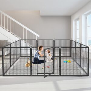 dog pen outdoor dog fence dog playpen, 32 inch pet playpen 12 panels puppy playpen portable dog fences outdoor exercise pen with doors for rv,camping,yard