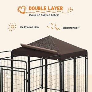 PawHut Dog Kennel Outdoor with Waterproof Canopy, Dog Run with Galvanized Chain Link, Secure Lock, for Backyard and Patio, Large and Medium Sized Dogs, 9.3' x 4.6' x 5.2'