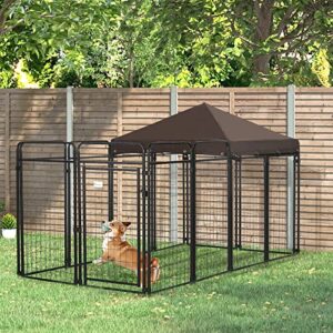 PawHut Dog Kennel Outdoor with Waterproof Canopy, Dog Run with Galvanized Chain Link, Secure Lock, for Backyard and Patio, Large and Medium Sized Dogs, 9.3' x 4.6' x 5.2'