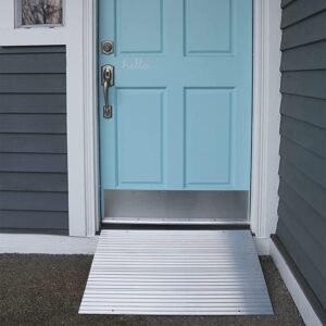 EZ-ACCESS TRANSITIONS 4 Inch Portable Self Supporting Aluminum Modular Entry Threshold Ramp Ideal for Doorways and Raised Landings