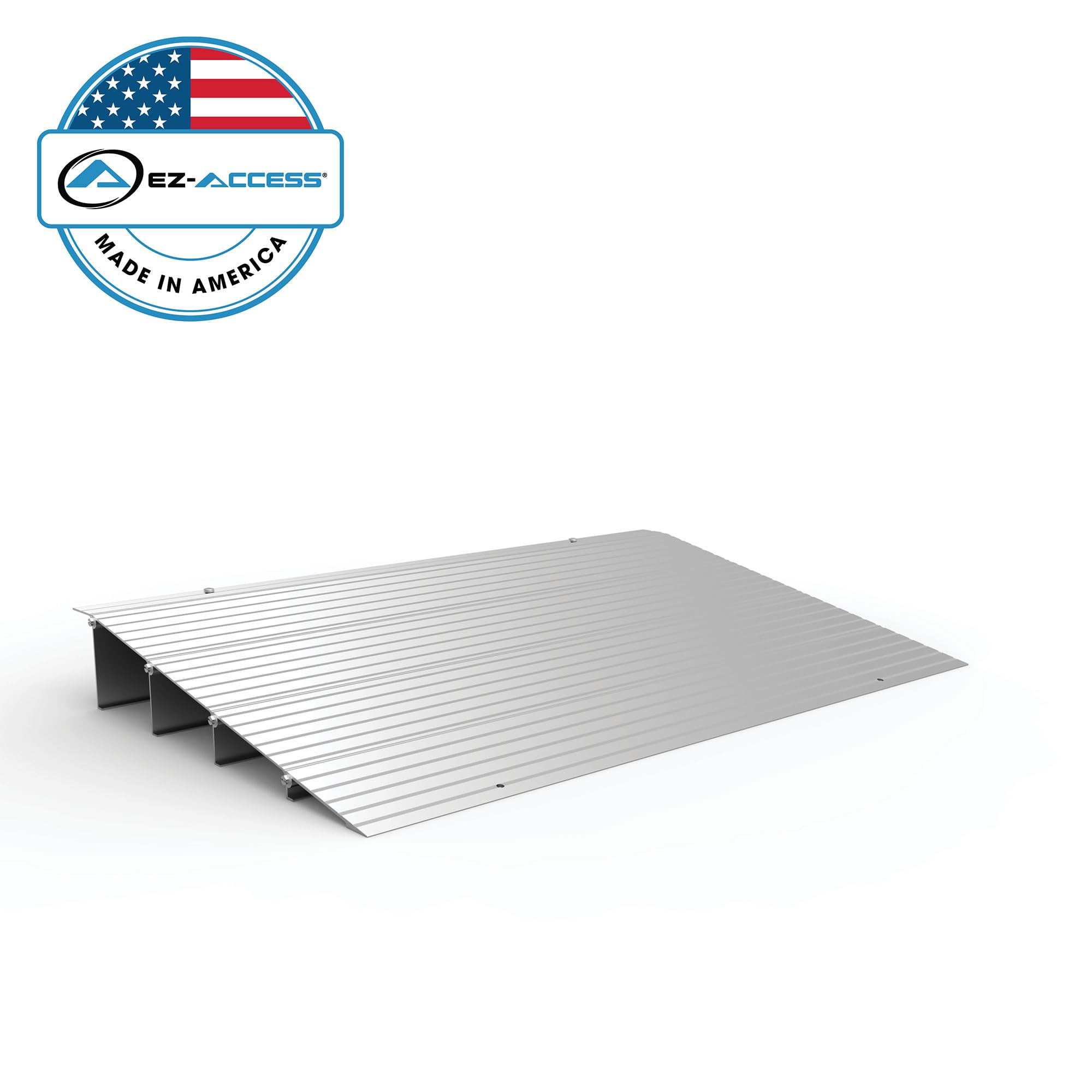 EZ-ACCESS TRANSITIONS 4 Inch Portable Self Supporting Aluminum Modular Entry Threshold Ramp Ideal for Doorways and Raised Landings