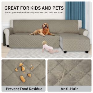 ISSUNTEX Sectional Couch Covers for Dogs, Reversible L Shaped Sofa Cover, Water Resistant Chaise Lounge Cover Furinture Protector for Kids Pets (Large, Beige/Beige)