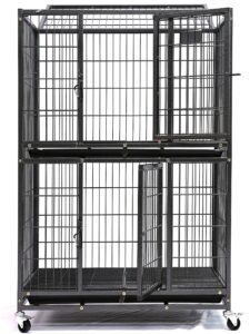 homey pet new 2 levels 31" crate with durable plastic black tray and caster (cage)