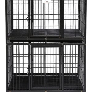 Homey Pet New 2 Levels 31" Crate with Durable Plastic Black Tray and Caster (Cage)