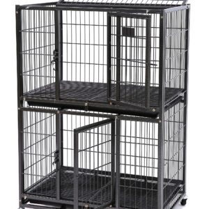 Homey Pet New 2 Levels 31" Crate with Durable Plastic Black Tray and Caster (Cage)