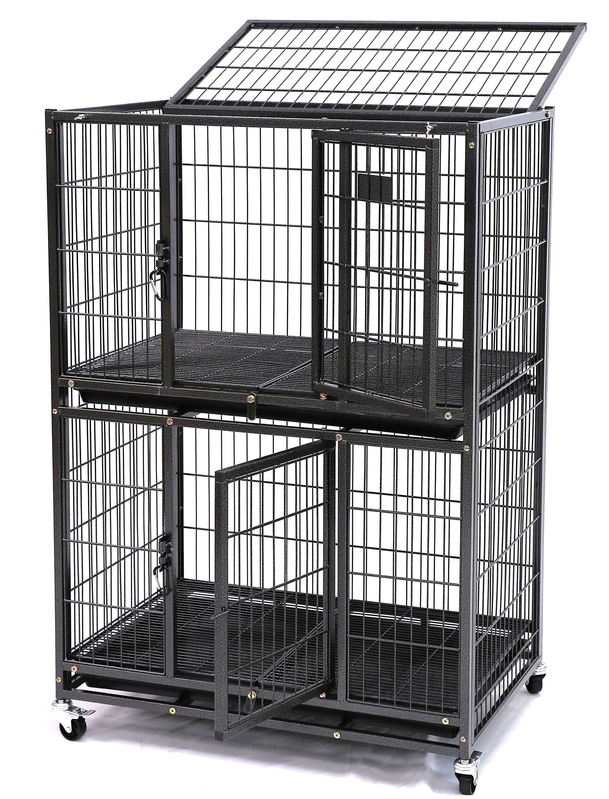 Homey Pet New 2 Levels 31" Crate with Durable Plastic Black Tray and Caster (Cage)