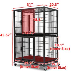 Homey Pet New 2 Levels 31" Crate with Durable Plastic Black Tray and Caster (Cage)