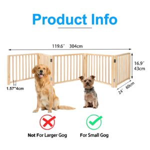 YOCAN Freestanding Wooden Dog Gates -Foldable Pet Gate Indoor Dog Fence, Dog Gate for Doorways, House, Stairs, Halls-5 Panel 16.9"