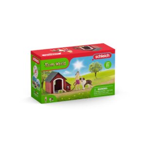 Schleich Farm World, Animal Toys for Girls and Boys Ages 3-8, 5-Piece Playset, Dog Kennel, Red