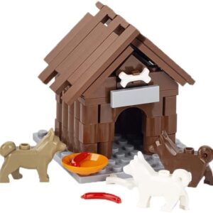 General Jim's Pets Double Decker Two Level Cat & Dog House Building Block Set - includes Cat Tower and Dog Kennel with Kittens and Dogs