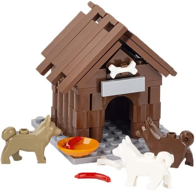 General Jim's Pets Double Decker Two Level Cat & Dog House Building Block Set - includes Cat Tower and Dog Kennel with Kittens and Dogs