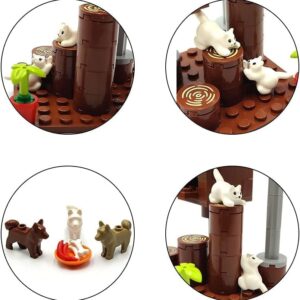 General Jim's Pets Double Decker Two Level Cat & Dog House Building Block Set - includes Cat Tower and Dog Kennel with Kittens and Dogs