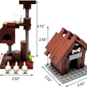 General Jim's Pets Double Decker Two Level Cat & Dog House Building Block Set - includes Cat Tower and Dog Kennel with Kittens and Dogs