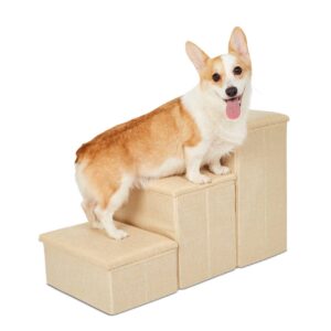 pet awesome dog stairs with storage and adjustable steps for a puppy, small or medium dog