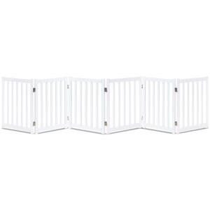 lzrs solid hardwood freestanding pet gate,wooden dog gates for doorways,nature wood dog gates for the house,dog gate for stairs,freestanding indoor gate safety fence,white,24" height-6 panels