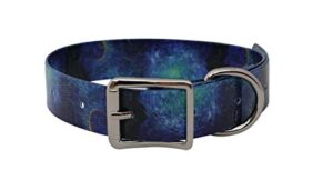 dutch dog amaterdam waterproof dog collar van gogh cypress & stars, 13-19", blue, green, yellow