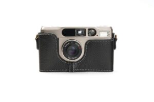 tp original handmade genuine real leather half camera case bag cover for contax t2 black color