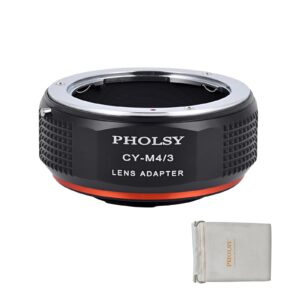 pholsy lens mount adapter cy to mft compatible with contax/yashica cy mount lens to micro four thirds (m4/3 micro 4/3) mount camera body compatible with olympus panasonic lumix cameras cy to m4/3