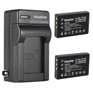 kastar 2-pack battery and ac wall charger replacement for toshiba camileo h30, camileo x100, minolta mn80nv, contax tvs digital cameras