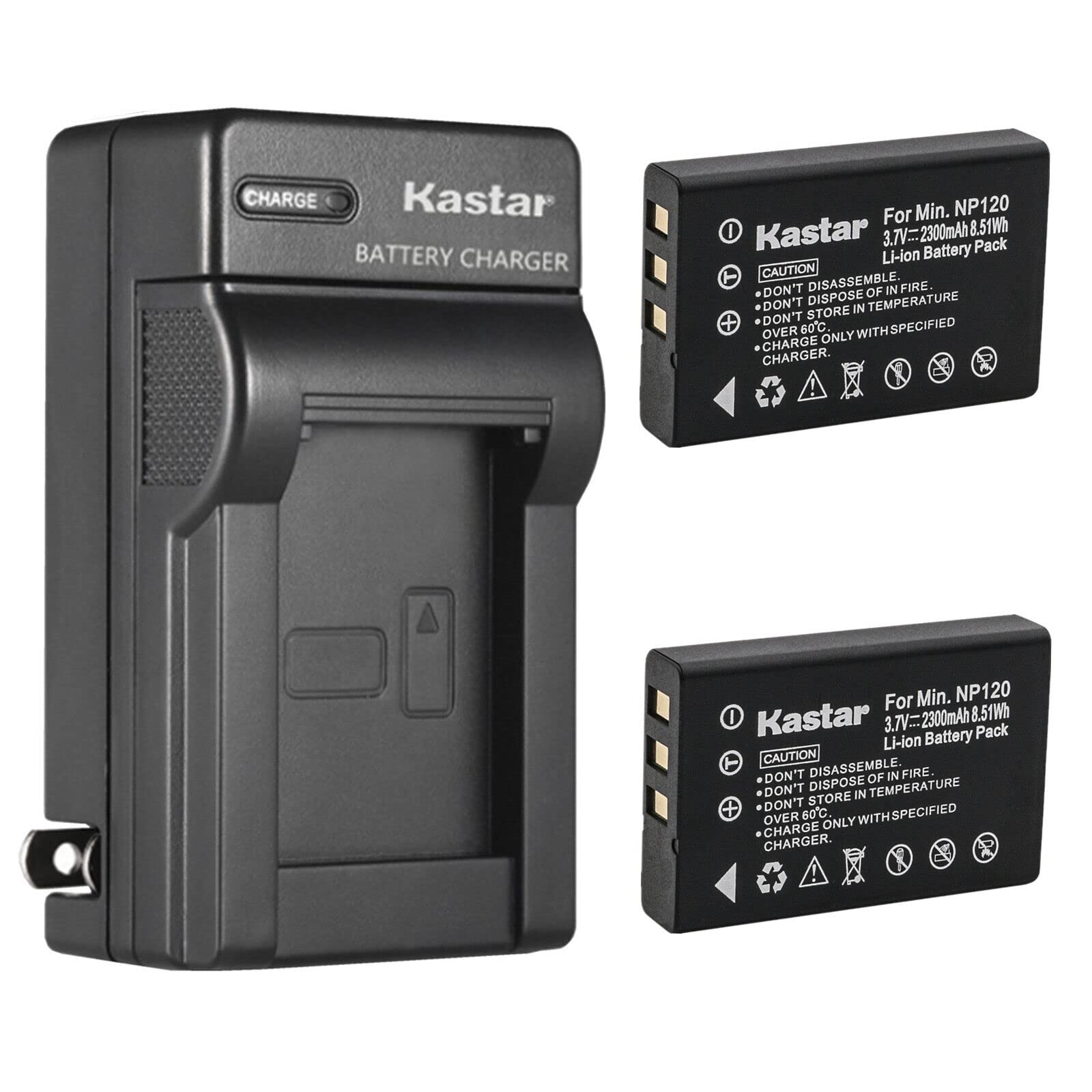 Kastar 2-Pack Battery and AC Wall Charger Replacement for Toshiba CAMILEO H30, CAMILEO X100, Minolta MN80NV, CONTAX Tvs Digital Cameras