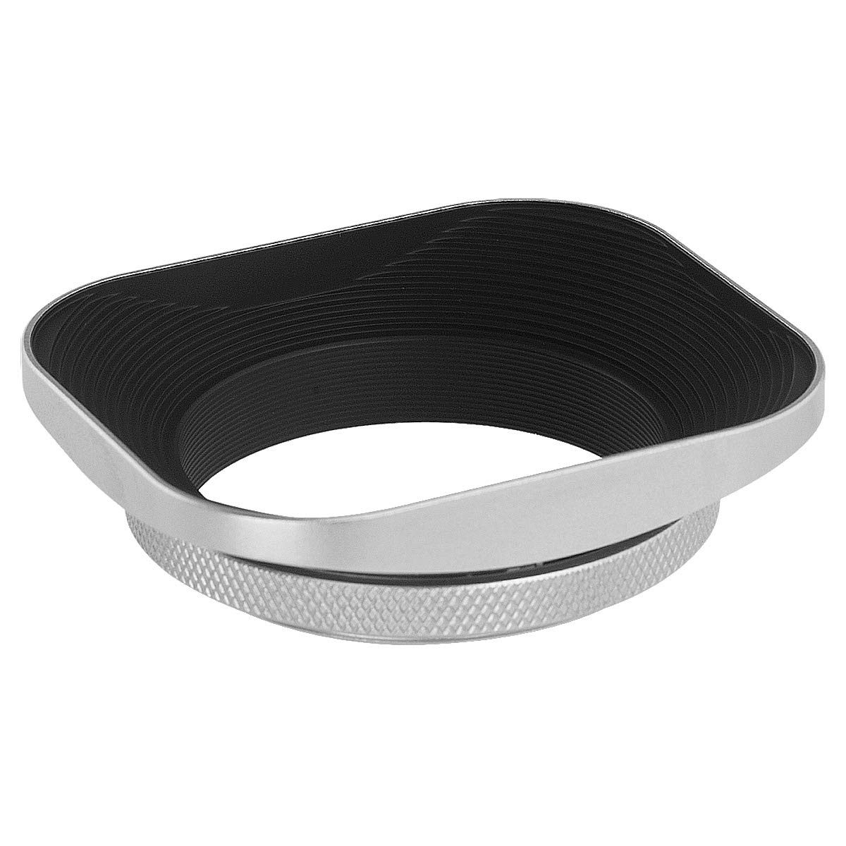 Haoge LH-EW2 49mm Square Metal Screw-in Lens Hood with Cap for 49mm Canon Nikon Sony Leica Voigtlander Nikkor Panasonic Pentax Contax Olympus Lens and Other Lens with 49mm Filter Thread Silver