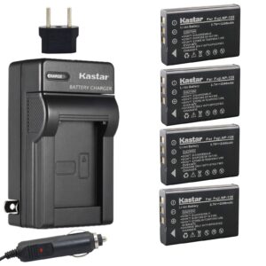 kastar 4x battery + charger for fujifilm np-120 finepix 603, f10, f11, kyocera contax tvs digital, ricoh caplio 300g, caplio 400g wide, caplio pro g3, caplio r330, caplio rr10, caplio rr30 caplio rx