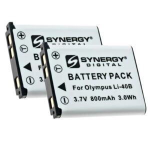 synergy digital camera batteries, compatible with kodak pixpro fz53 digital camera, (li-ion, 3.7v, 800 mah), replacement for olympus li-40b battery, combo-pack includes: 2 x sdli40b batteries